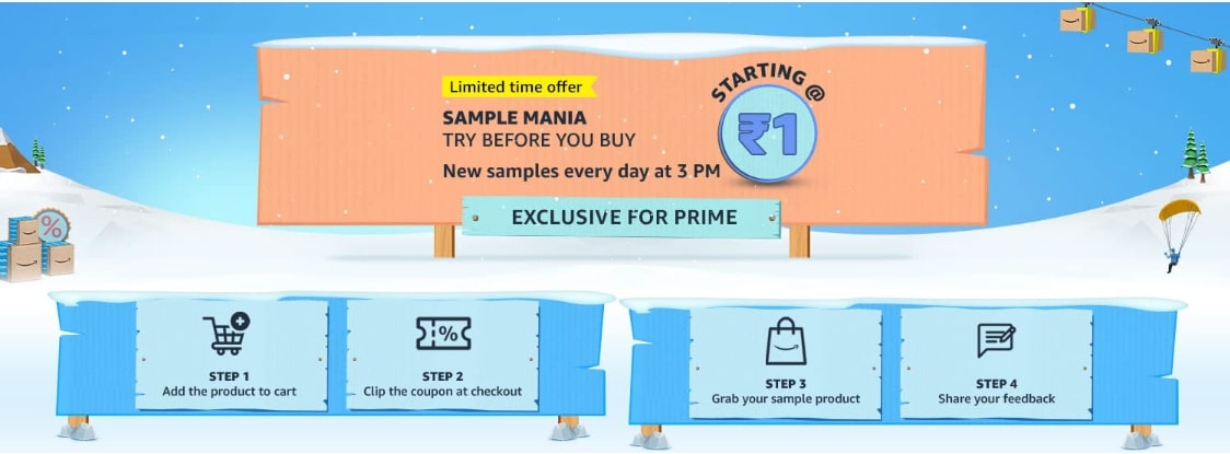 Amazon Sample Rs.1 Deal [Live Now] | Products @Rs.1 Only